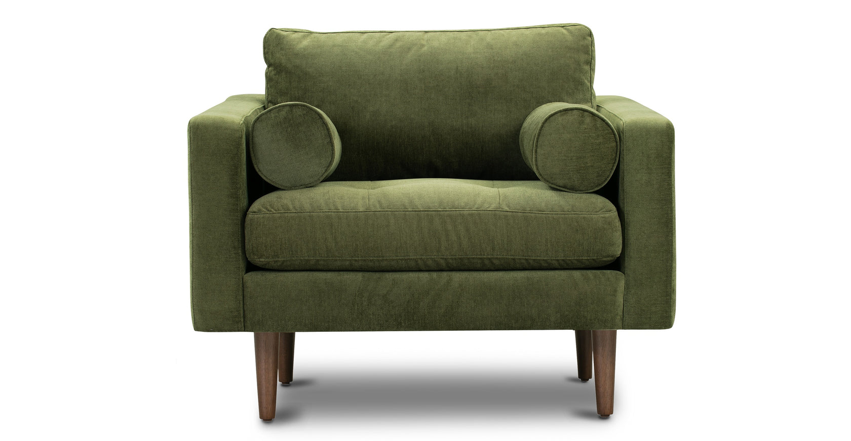 Green Velvet Napa Walnut Finish Lounge Chair | Poly & Bark