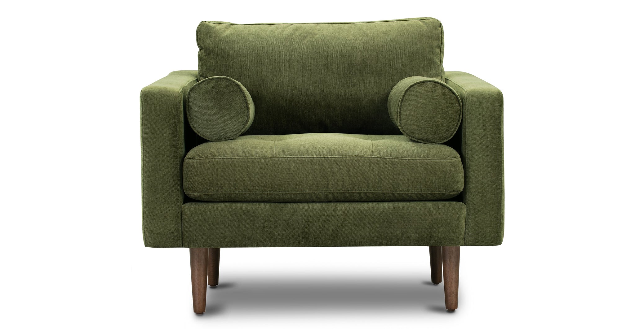 Green Velvet Napa Walnut Finish Lounge Chair | Poly & Bark