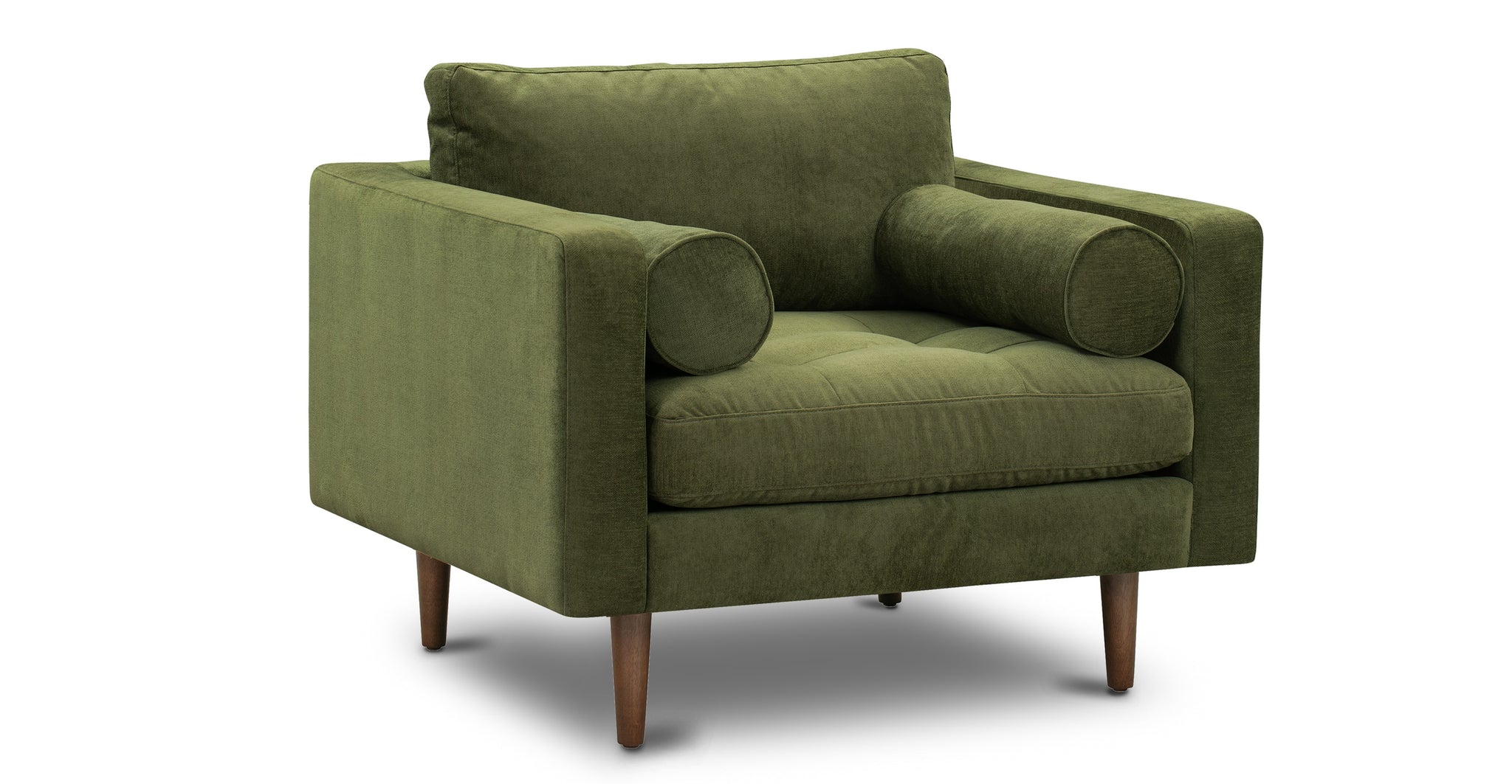 Green Velvet Napa Walnut Finish Lounge Chair | Poly & Bark