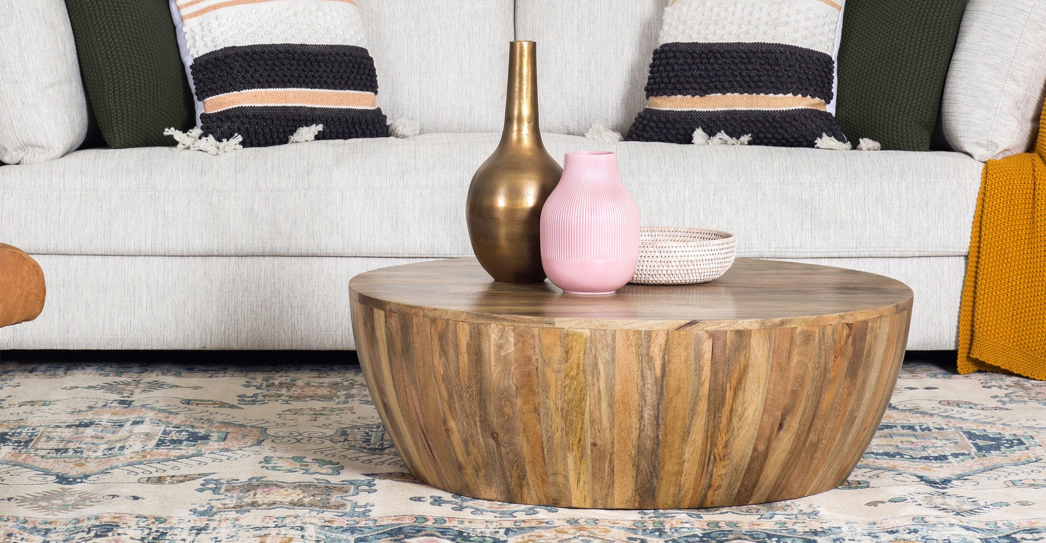 Mango Wood Natural Finish Goa Coffee Table - Poly & Bark