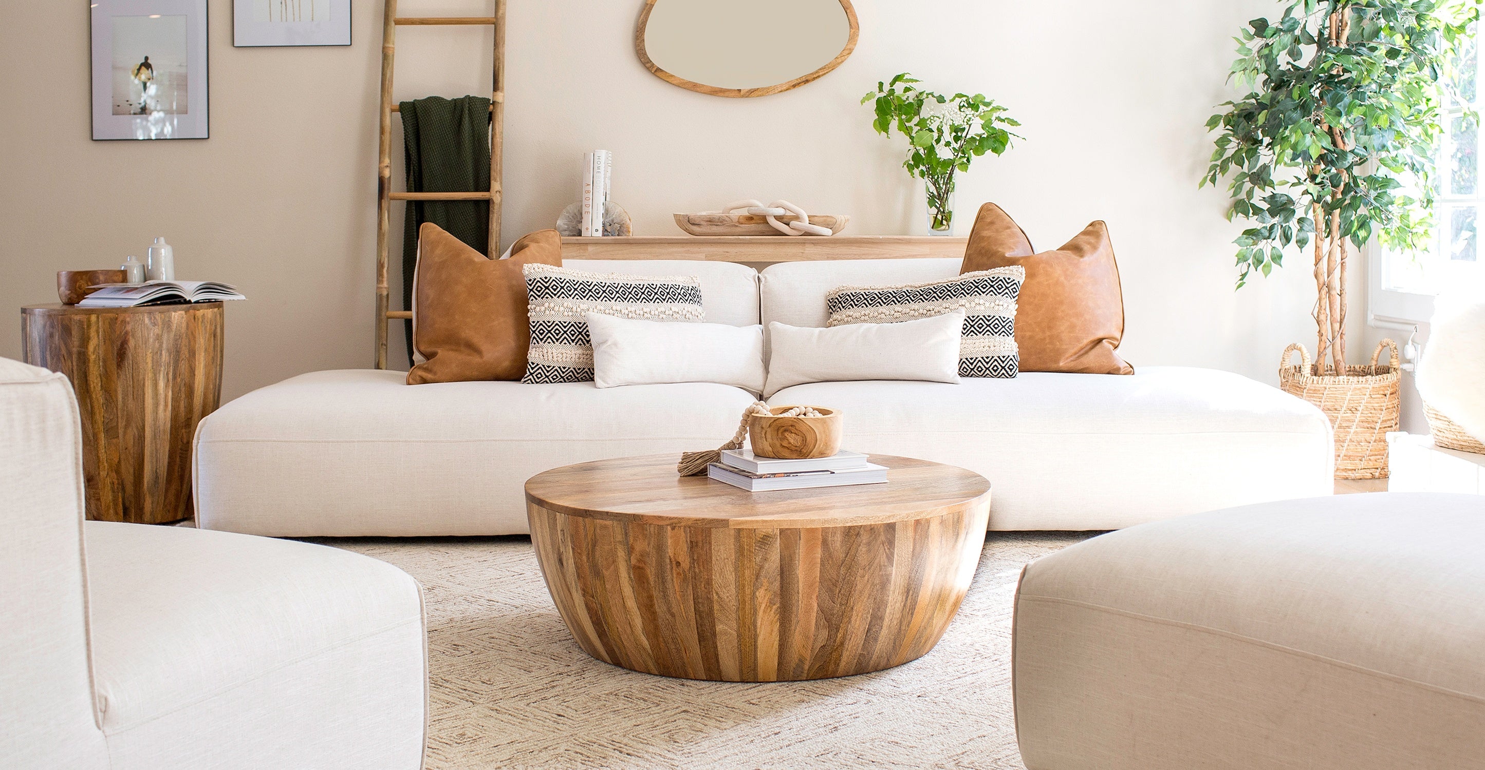 Mango Wood Natural Finish Goa Coffee Table - Poly & Bark